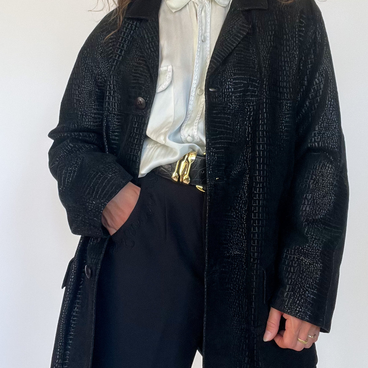 Vintage 80’s Black Embossed Suede Jacket – Skorpiones vintage